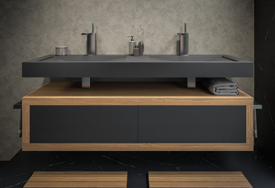 Millennium 150 Black Stone & Oak Vanity Aquatica Bath-Download BIM ...